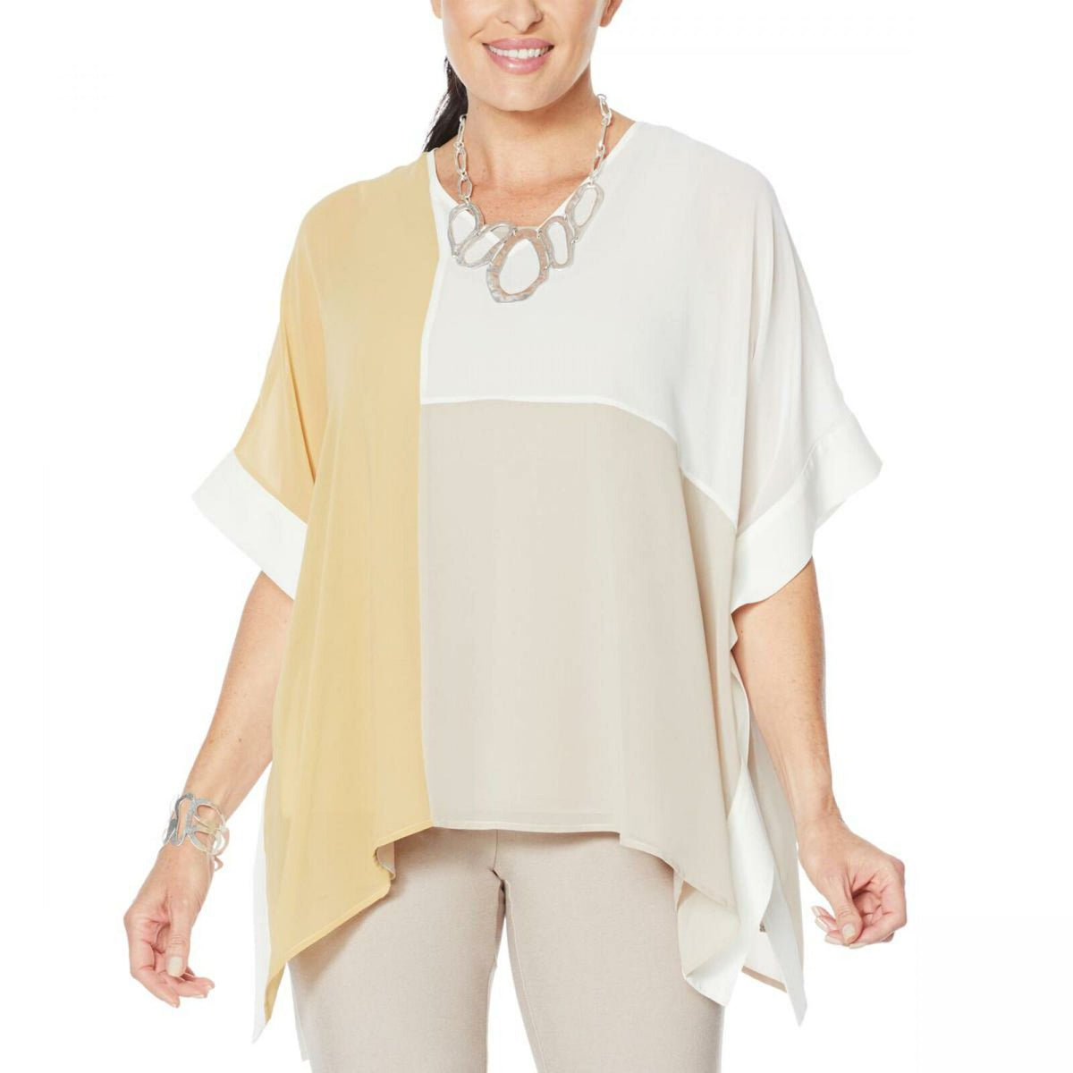 MarlaWynne WynneLayers Women's Colorblocked V-Neck Poncho – Biggybargains